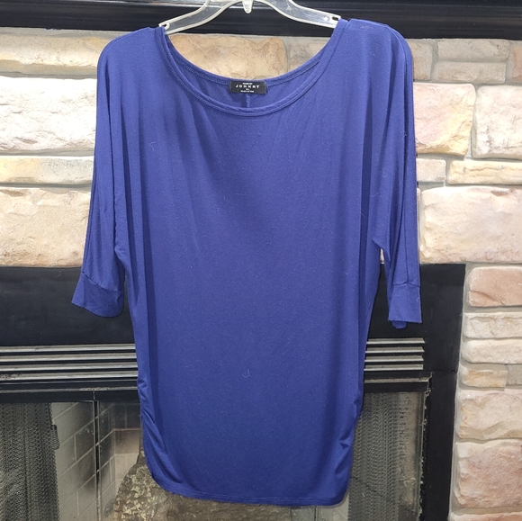 Made By Johnny | Tops | Made By Johnny Dark Blue Ruched Top With 34 ...